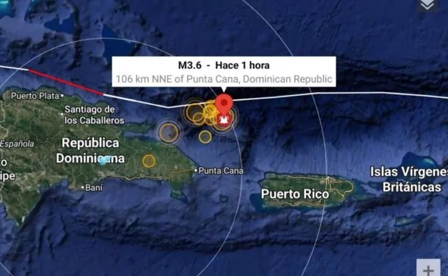 Temblor de tierra de magnitud 3.6 sacude la zona noreste de Punta Cana ...